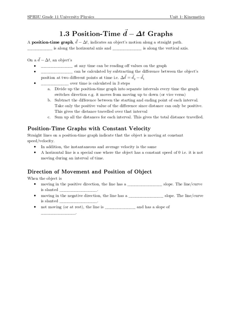 Position-Time Graphs Explained | PDF | Speed | Velocity