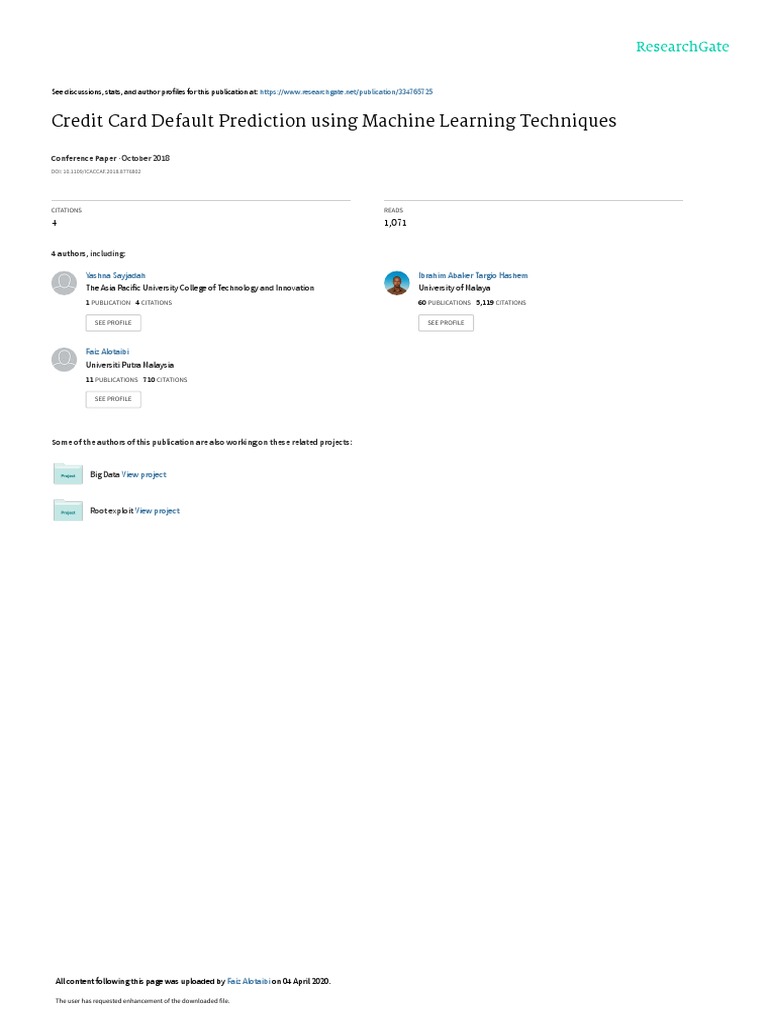 Credit Card Default Prediction Using Machine Learning Techniques | PDF | Soap | Hypertext ...