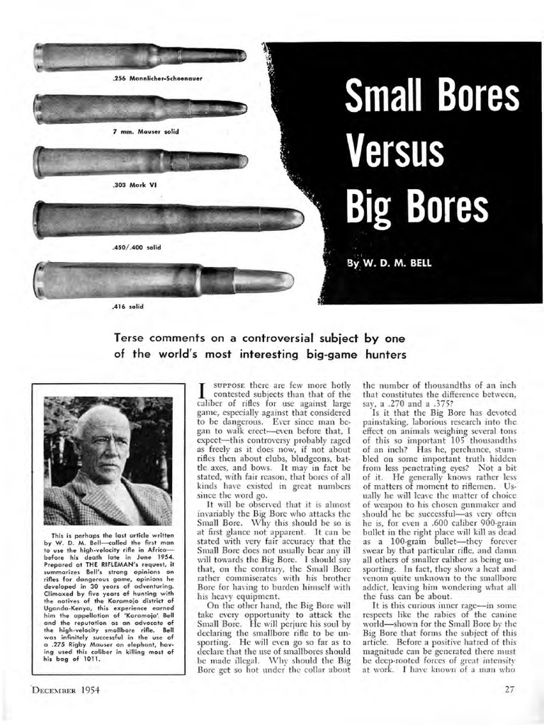 Karamojo Bell The Small Bore Ivory Hunter 1 American Rifleman ...