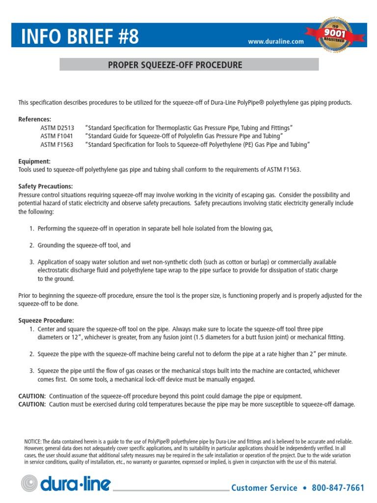 Info Brief #8: Proper Squeeze-Off Procedure | PDF | Pipe (Fluid ...