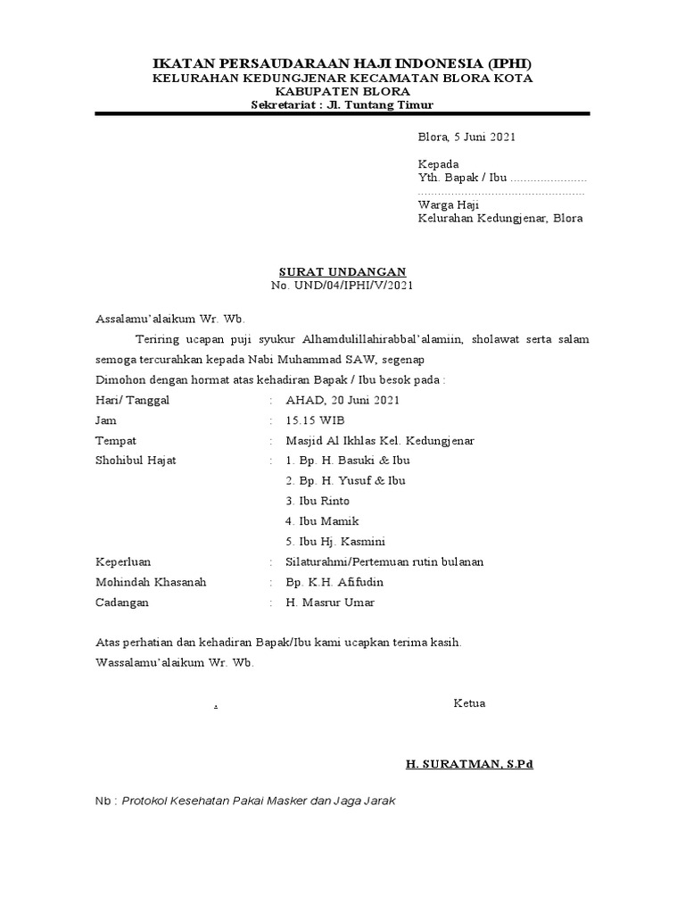 Surat Undangan Iphi 2021 | PDF