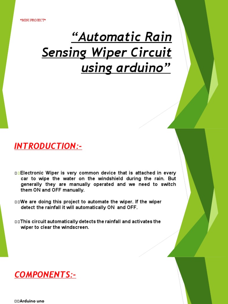 Automatic Rain Sensing Wiper Circuit Using | Download Free PDF ...