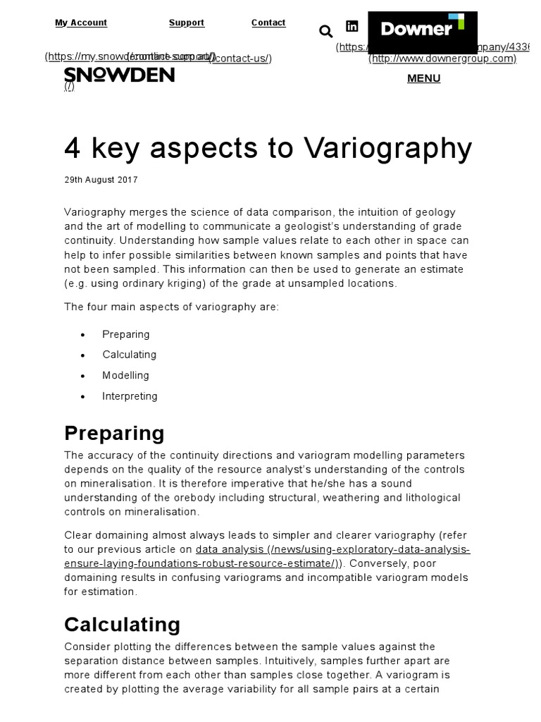 4 Key Aspects To Variography - Snowden Group - Mining and Technology ...