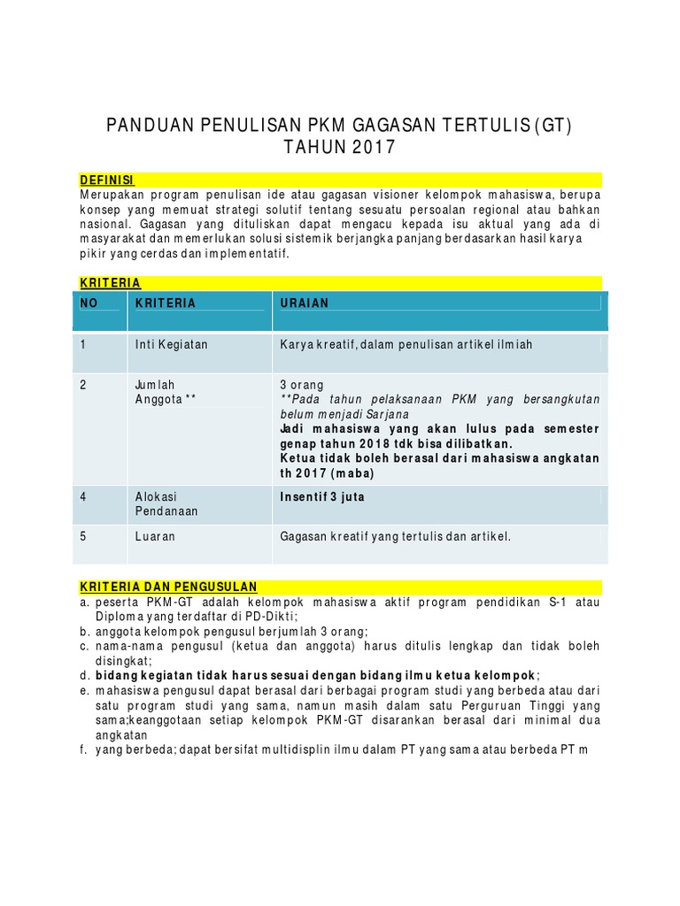 Panduan PKM GT | PDF