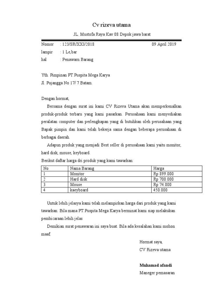 CV Rizeva Utama | PDF