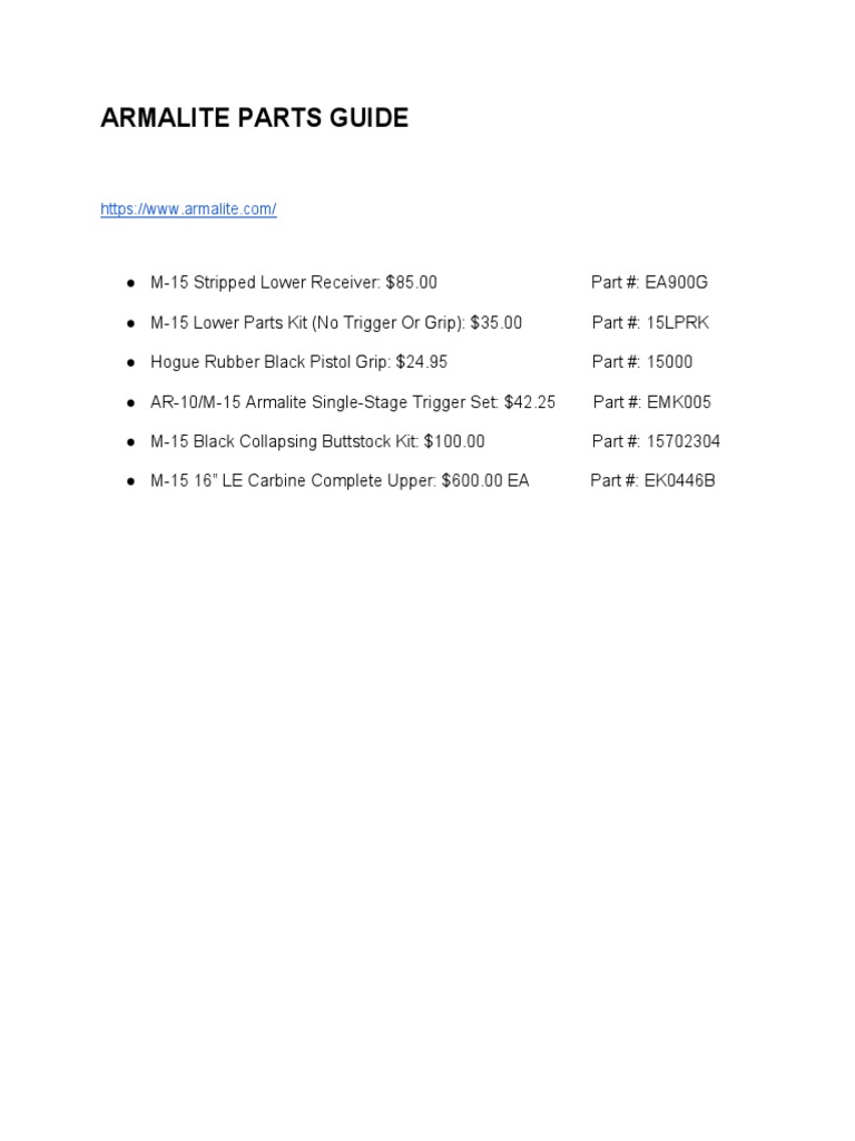 Armalite AR-15 Part Guide | PDF