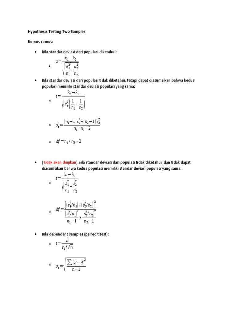 Hypothesis Testing - Two Samples | PDF