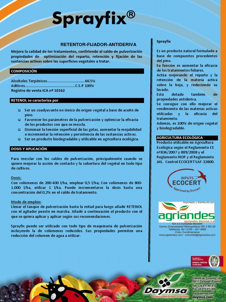 FT - Sprayfix | PDF | Química | Agricultura