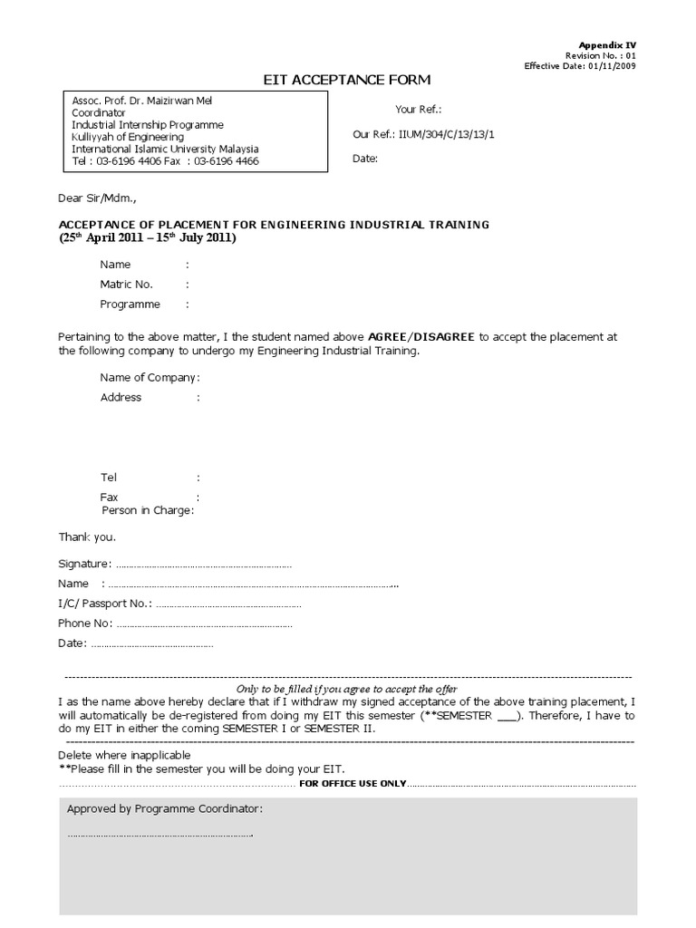 4 - EIT Acceptance Form | PDF