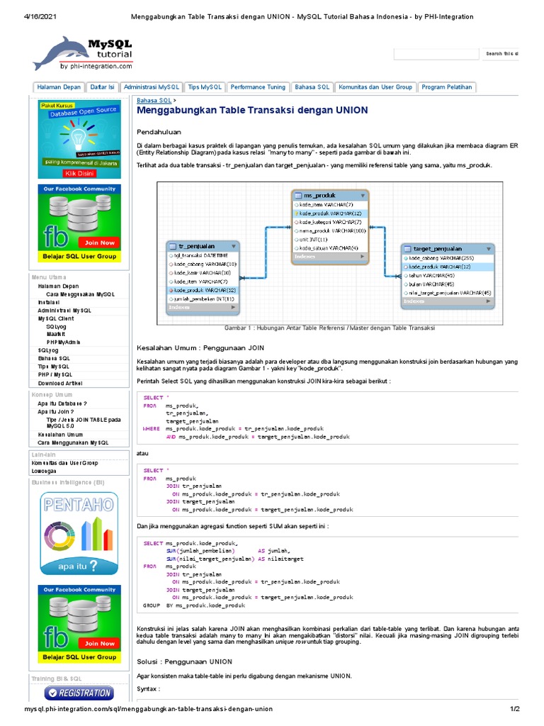 Menggabungkan Tabel dengan UNION di SQL | PDF | Bisnis
