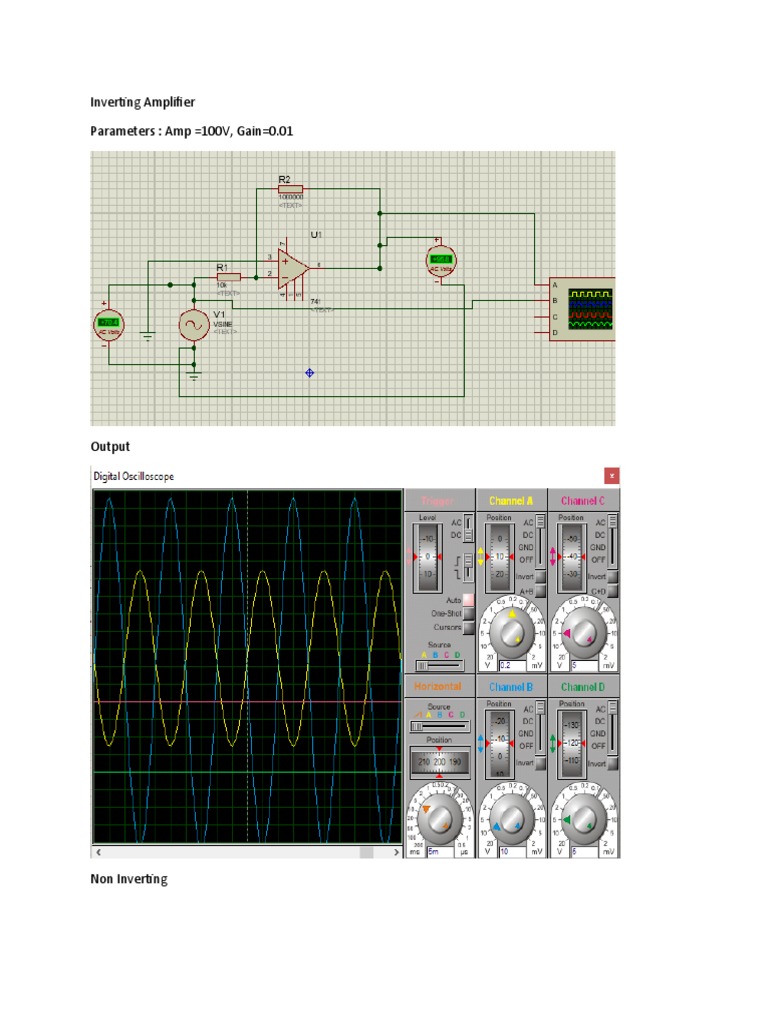 Inverting Amplifier Simulations Proteus | PDF