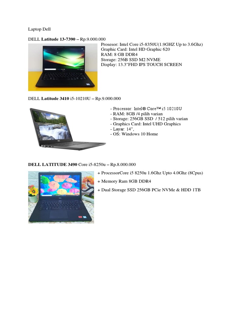 DELL LATITUDE 3490 Core I5-8250u - Rp.8.000.000 | PDF