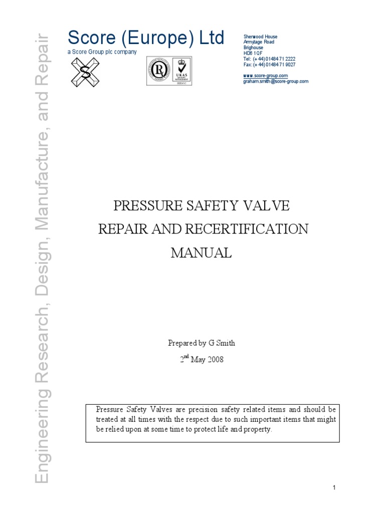 PSV Manual Rev 1 020708 | PDF | Valve | Abrasive