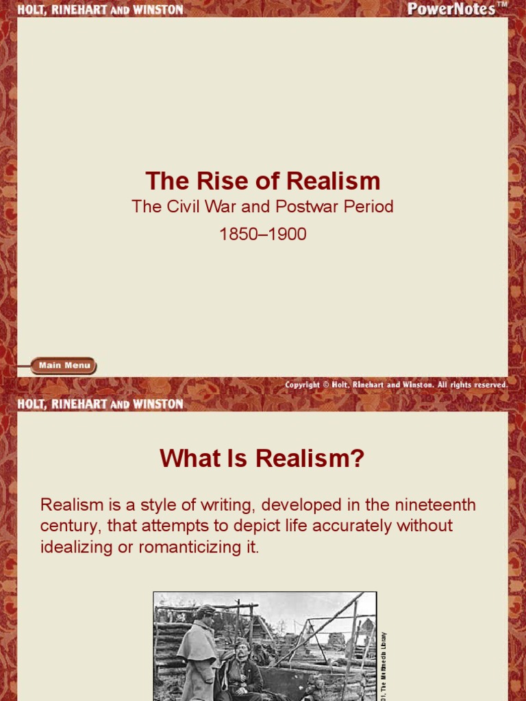 The Rise of Realism: The Civil War and Postwar Period 1850-1900 | PDF
