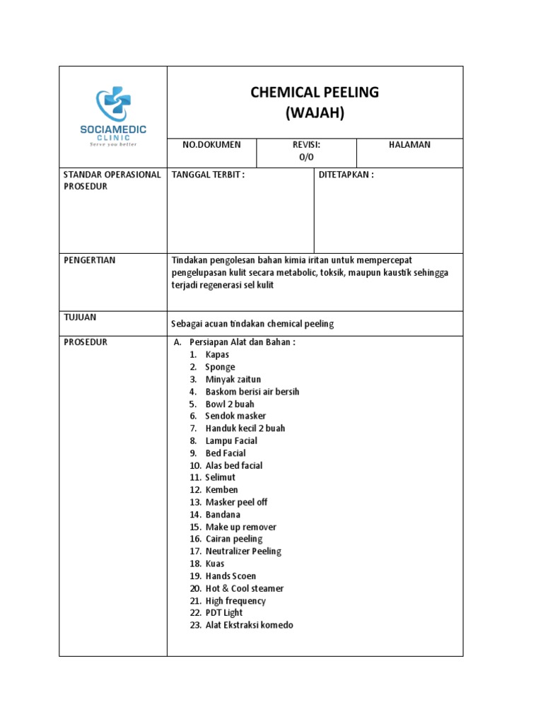 Sop Chemical Peeling | PDF