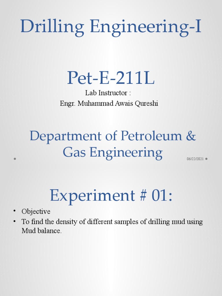 Lab 1-Measurement of Density of Drilling Mud Samples Using Mud Balance ...