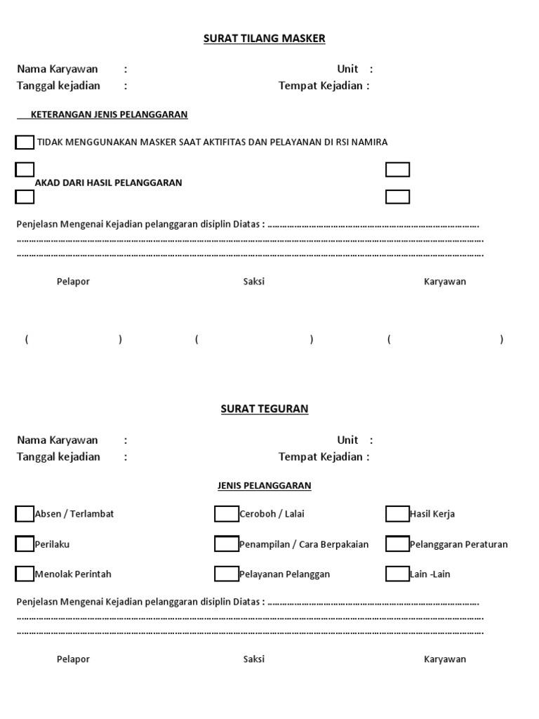 Form Surat Tilang Masker | PDF