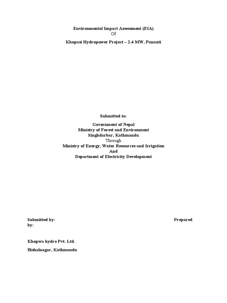 EIA Report | PDF | Environmental Impact Assessment | Hydroelectricity
