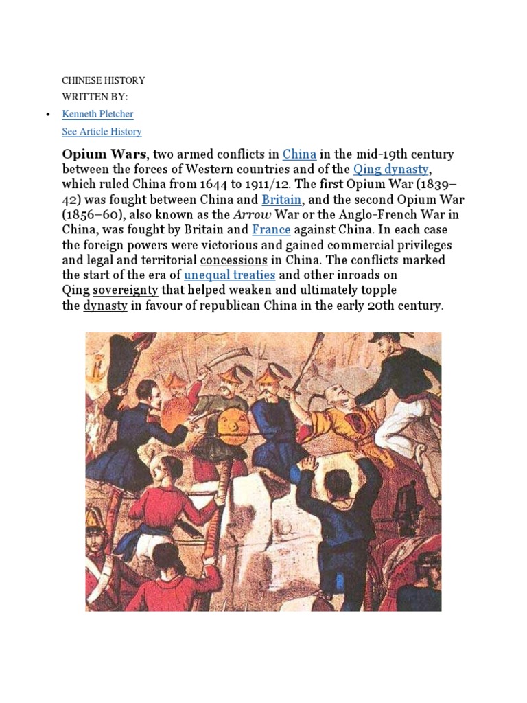 Opium Wars: Key Events and Outcomes | PDF | British Empire | Military