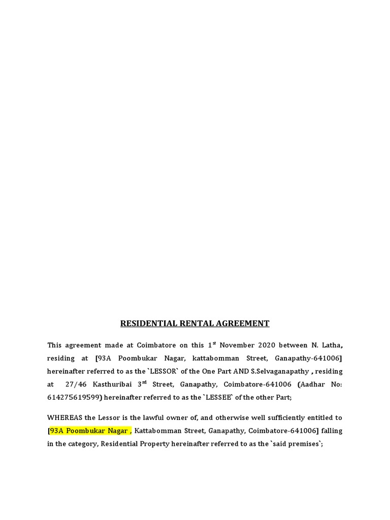 Residential-Rental-Agreement-Format 2 | PDF | Real Property Law | Lease