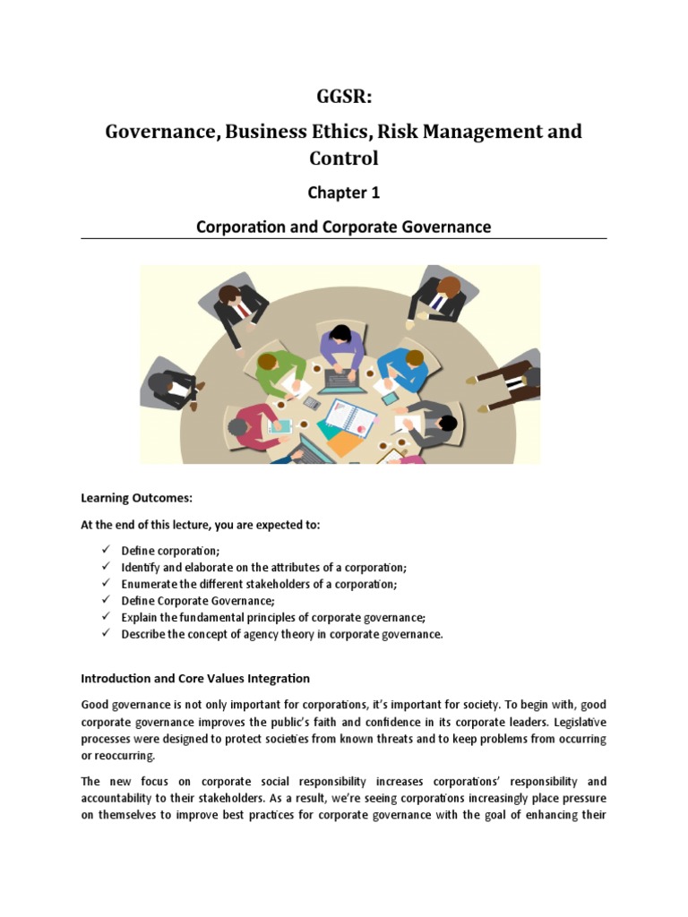 GGSR Chapter 1 Corporation and Corporate Governance 1 | PDF | Corporate ...