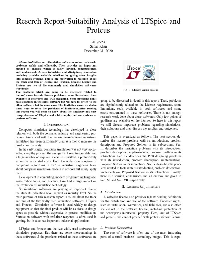 LTSpice vs Proteus: A Comparative Analysis | PDF | Electrical Network ...