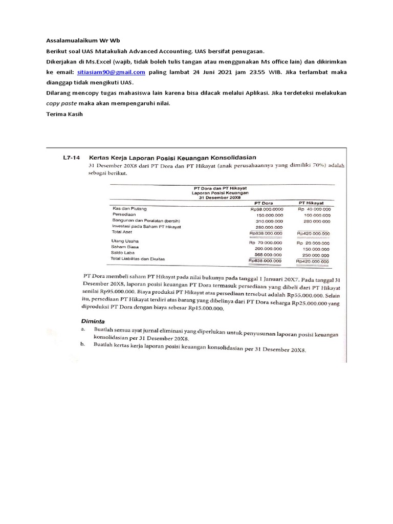Uas Advanced Accounting Iv A Pdf
