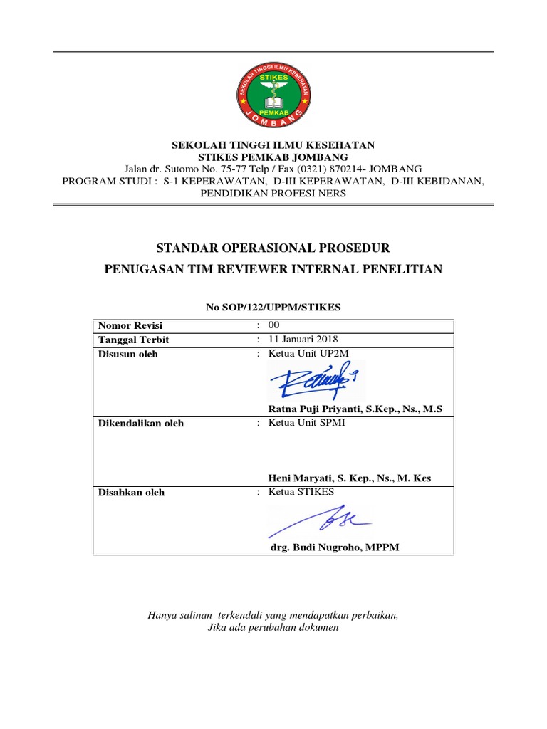 F.sop Penugasan Tim Reviewer Internal Penelitian K.T.P.D (SOP 122 LPPM ...