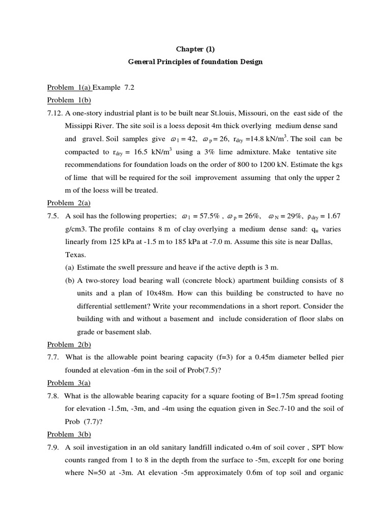 Chapter (1) General Principles of Foundation Design Example 7.2 | PDF ...