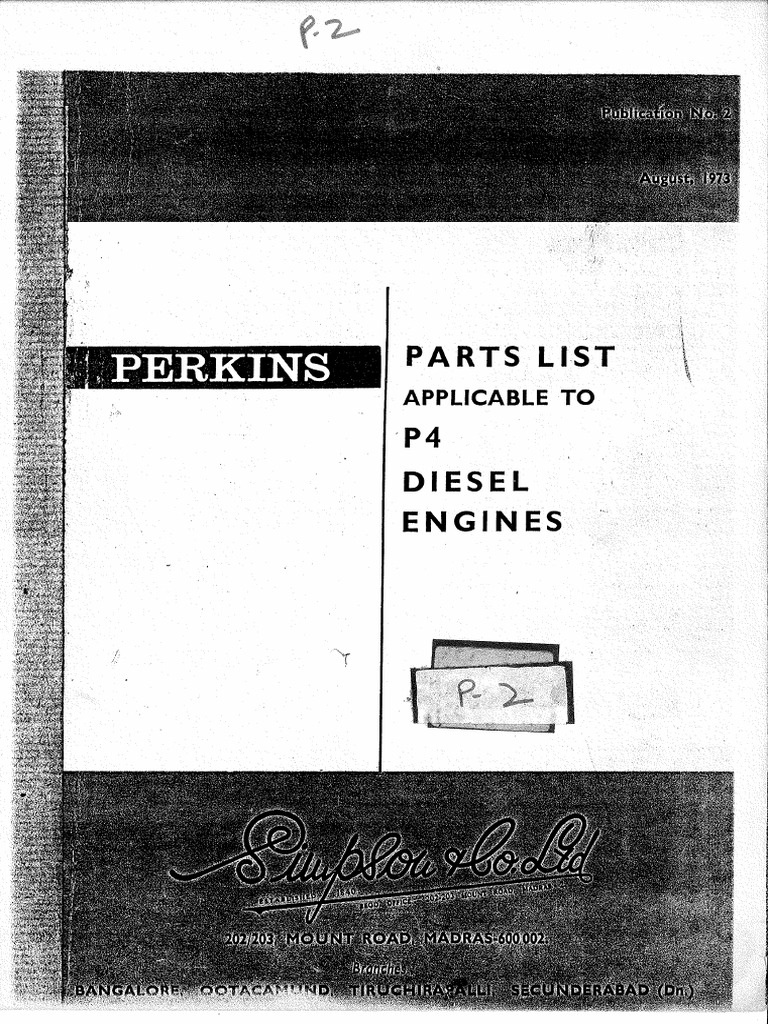 PERKINS P4 ENGINE Parts Book Full Scan | PDF