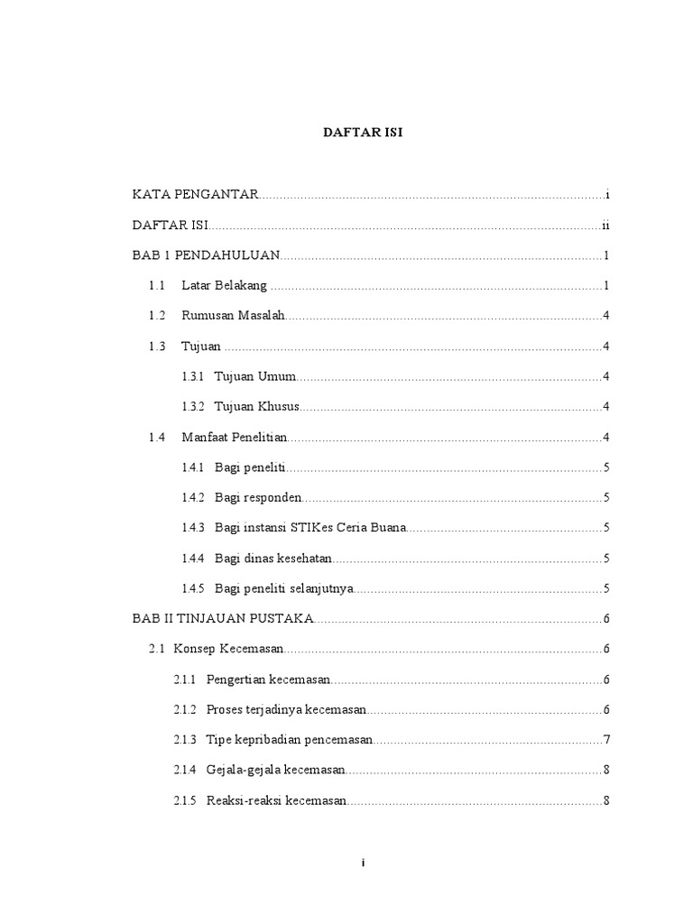 Daftar Isi Proposal Yang Benar | PDF