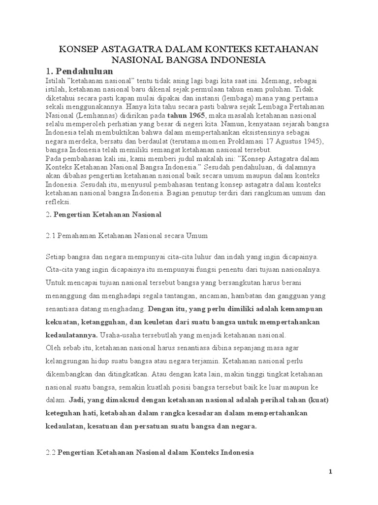 Konsep Astagatra Dalam Konteks Ketahanan Nasional Bangsa | PDF