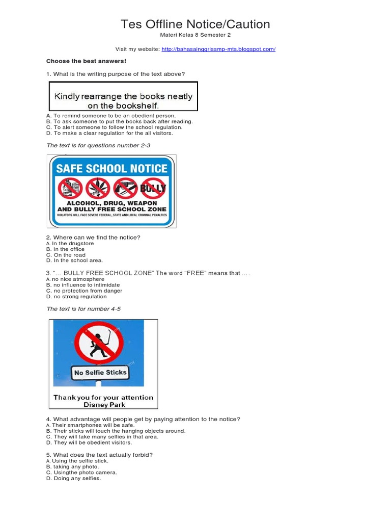 Offline Notice/Caution for Class 8 Semester 2 | PDF