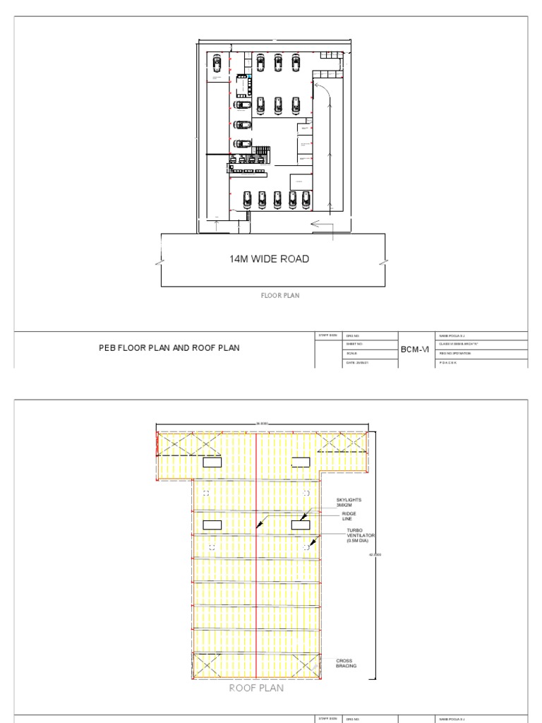 14M Wide Road: Peb Floor Plan and Roof Plan | PDF | Architectural ...
