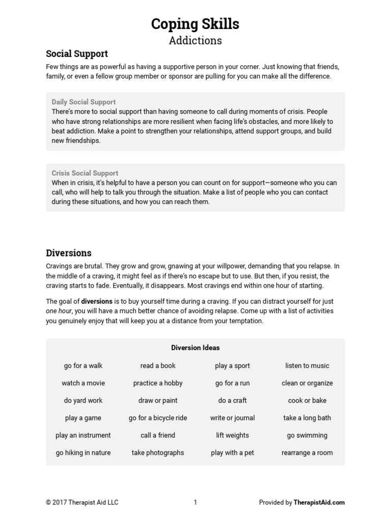 Coping Skills Addictions | PDF | Breathing | Feeling