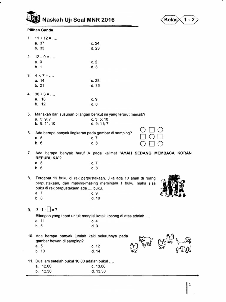 Uji Soal MNR Kls 1-11 2016 BW | PDF
