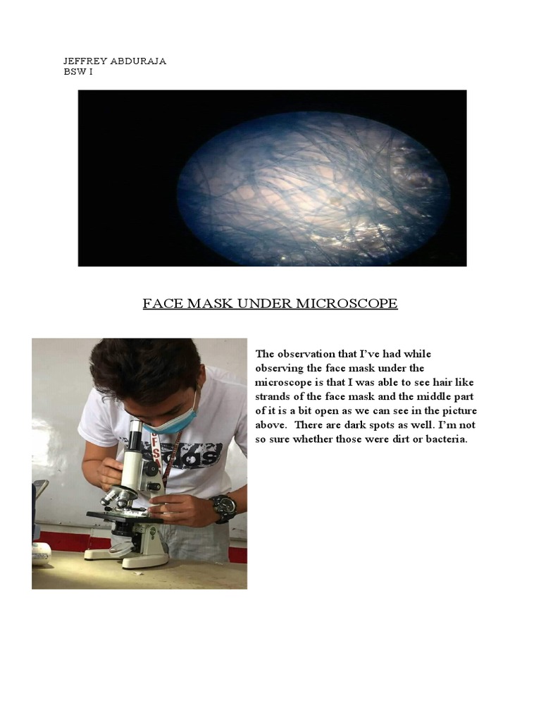 Face Mask Under Microscope: Jeffrey Abduraja BSW I | PDF