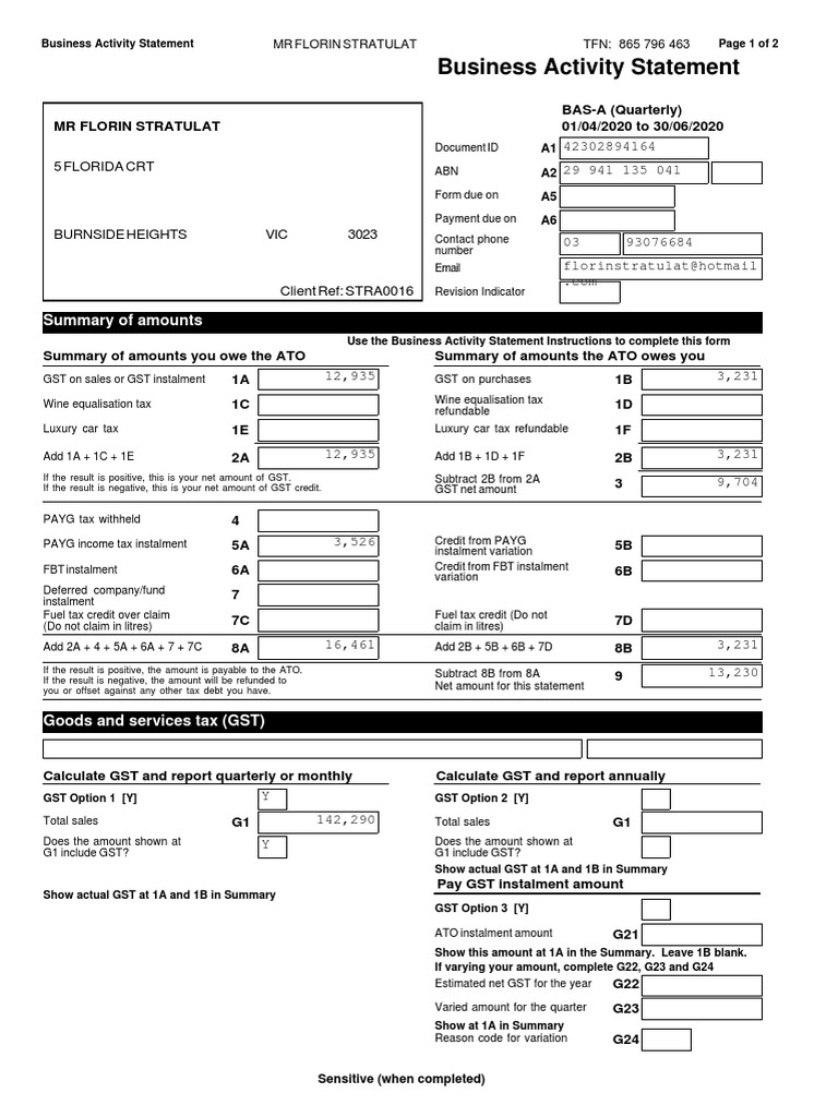 Business Activity Statement: Summary of Amounts | PDF | Public Finance ...