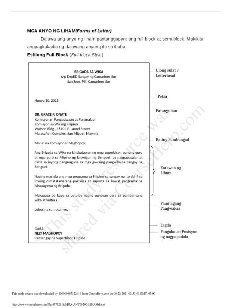 Mga Anyo NG Liham | PDF