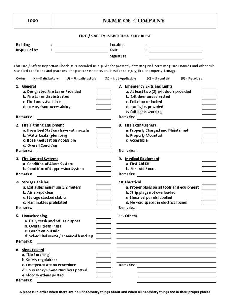 Fire & Safety Inspection Checklist | PDF | Fire Safety | Safety