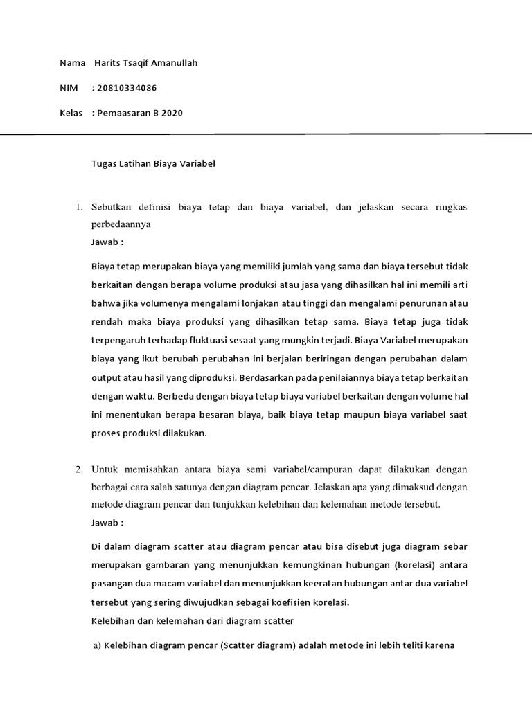 Biaya Variabel Harits Tsaqif 086 | PDF