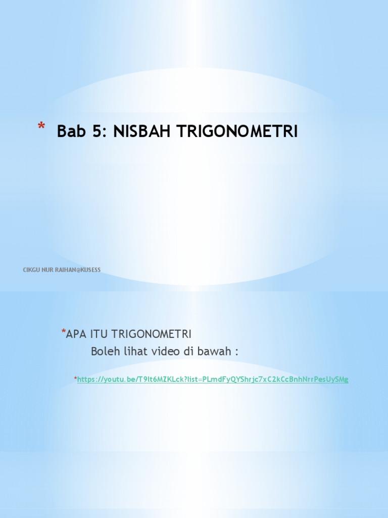 Bab 5 Nisbah Trigonometri-T3 | PDF