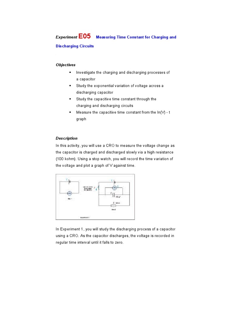 Capacitor Charging & Discharging Lab | PDF