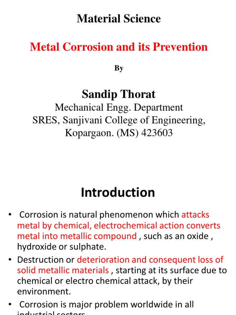 Metal Corrosion: Causes and Prevention | PDF | Corrosion | Electrochemistry