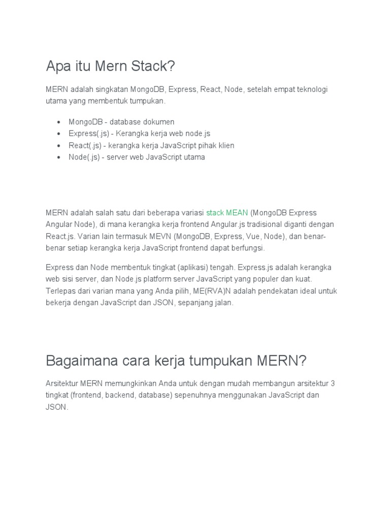 Apa Itu Mern Stack | PDF