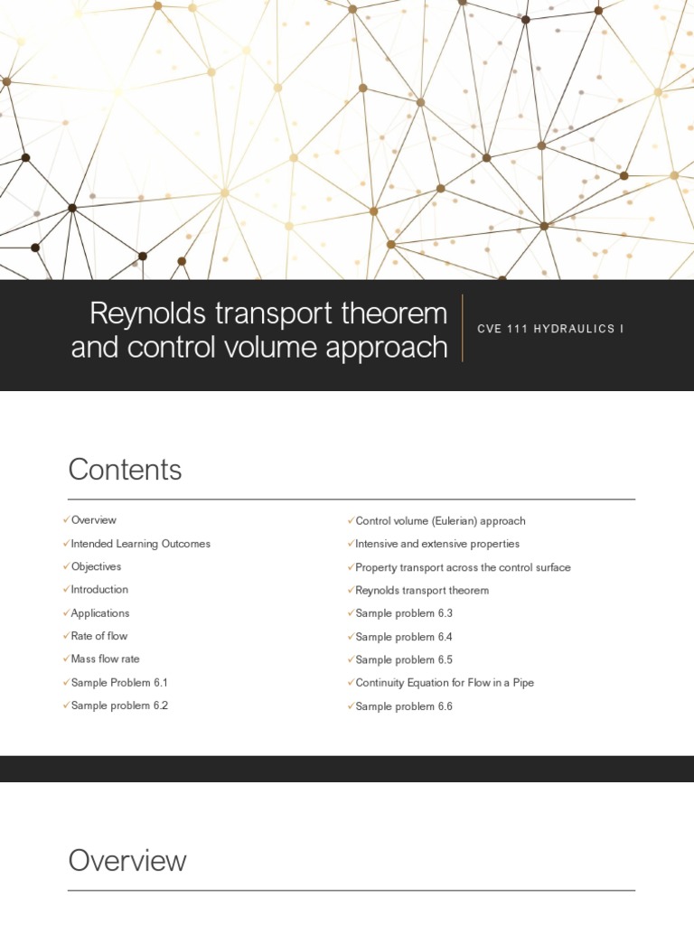 Reynolds Transport Theorem Guide | PDF | Fluid Dynamics | Volume
