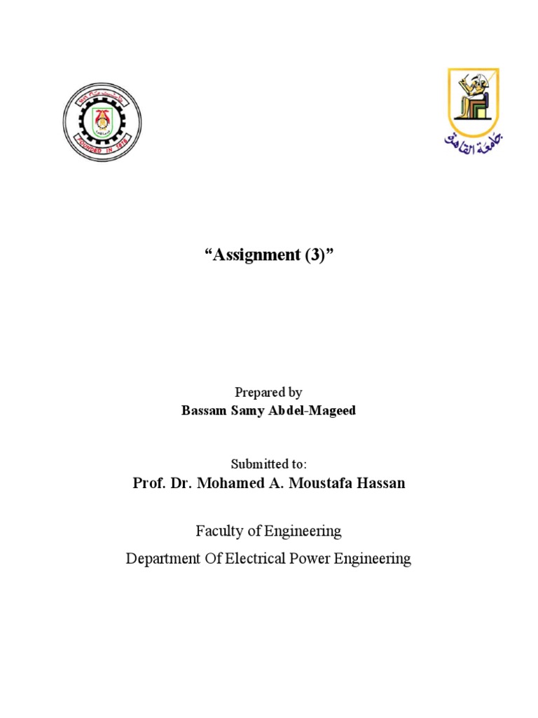 "Assignment (3) ": Prof. Dr. Mohamed A. Moustafa Hassan | PDF ...
