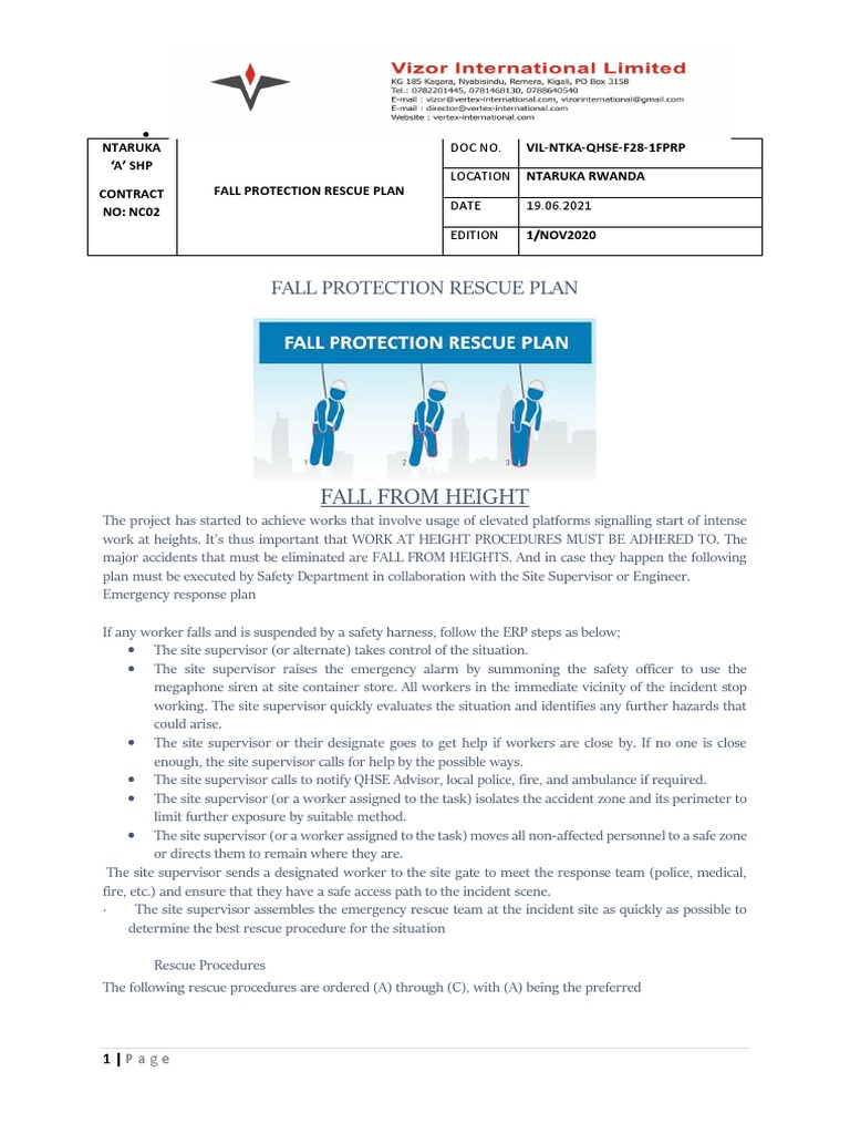 Fall Protection Rescue Plan | Download Free PDF | Emergency | Safety