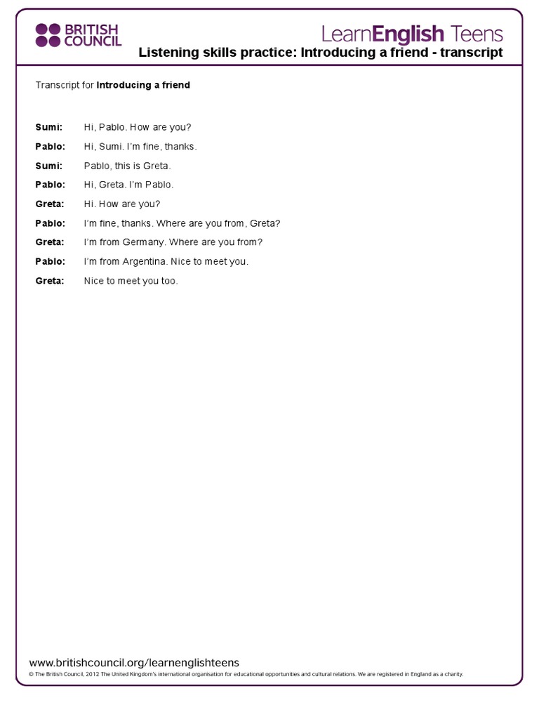 Introducing A Friend | PDF