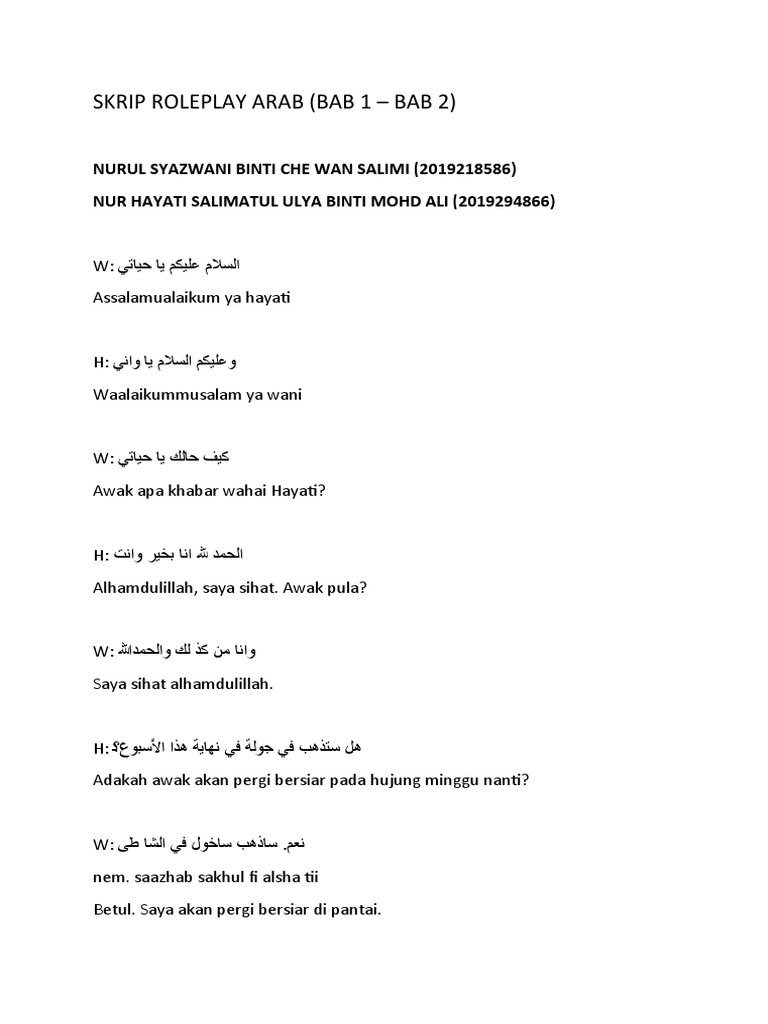 Skrip Roleplay Arab | PDF